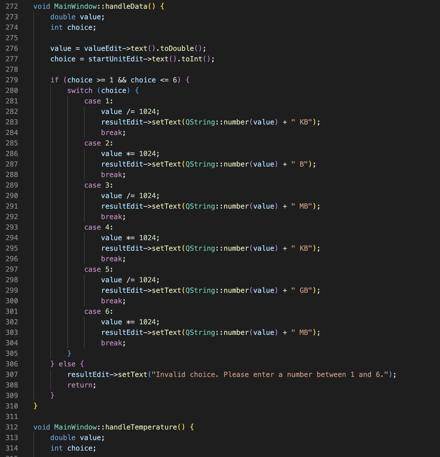 Solved oid MainWindow: : handleMass() \{ double value; char | Chegg.com
