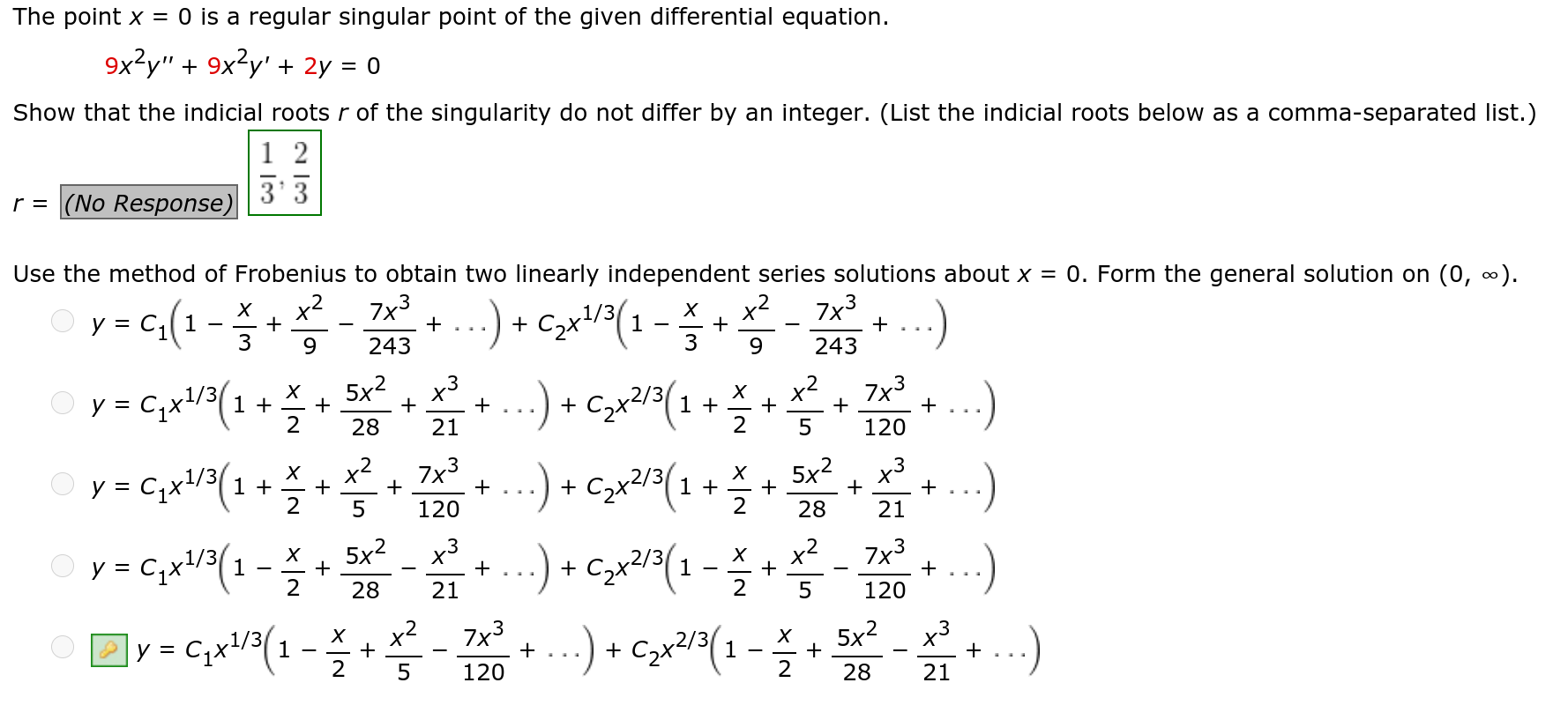 Solved The point x = 0 is a regular singular point of the | Chegg.com