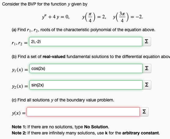 Solved Consider the BVP for the function y given by y" + 4y | Chegg.com