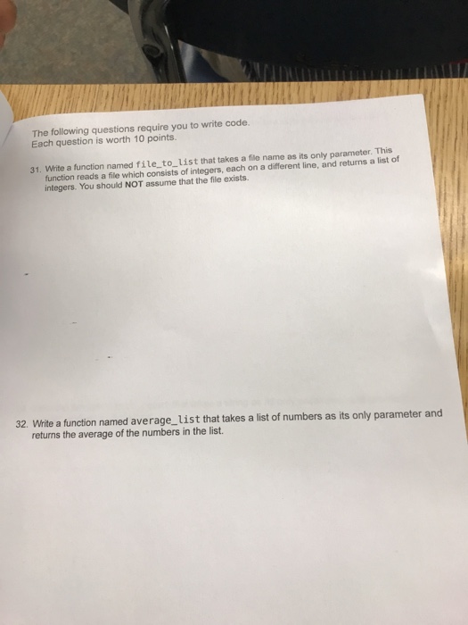 Solved The following questions require you to write code. | Chegg.com