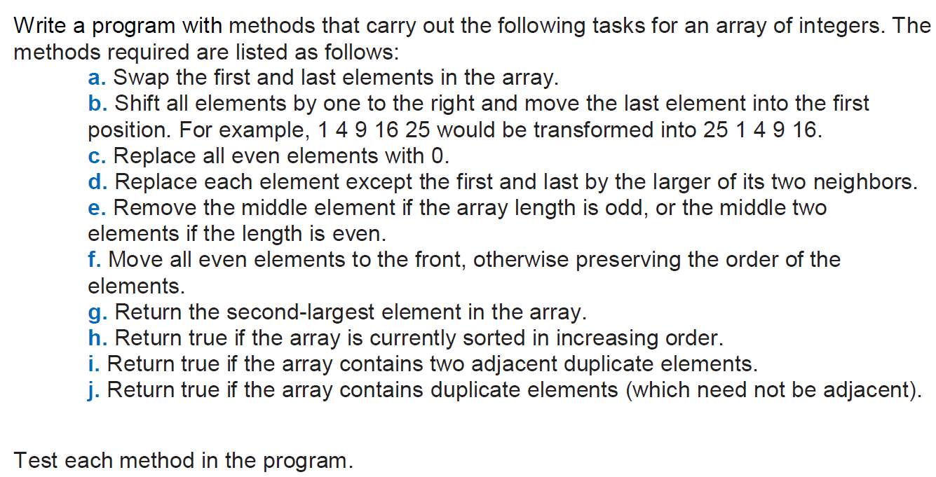 Solved Write a program with methods that carry out the | Chegg.com