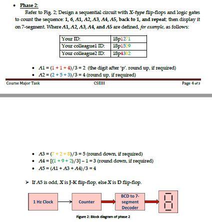 Solved • Phase 2: Refer to Fig. 2: Design a sequential | Chegg.com