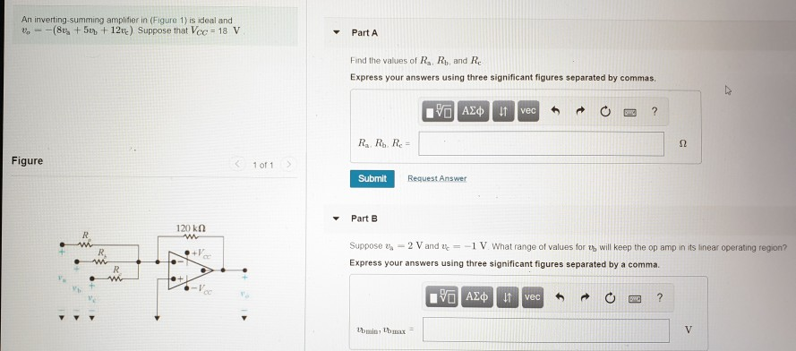 Solved An inverting-summing amplifier in (Figure 1) is ideal | Chegg.com