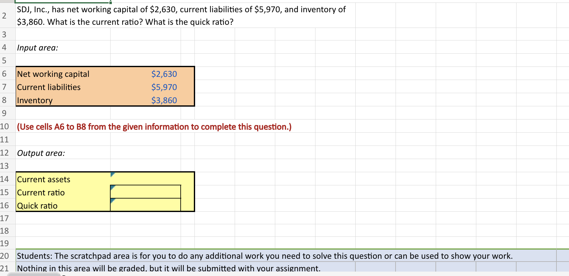Solved SDJ, Inc., has net working capital of $2,630, current | Chegg.com