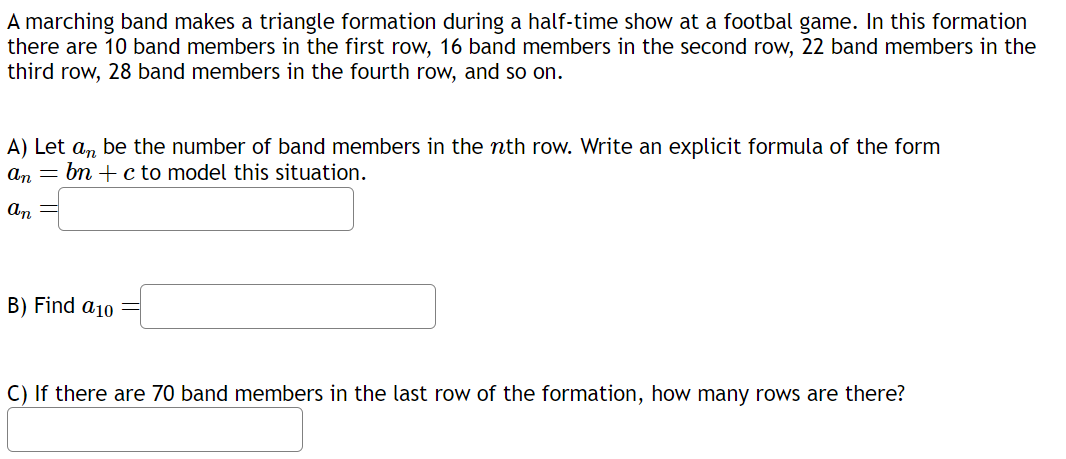 Solved A marching band makes a triangle formation during a | Chegg.com