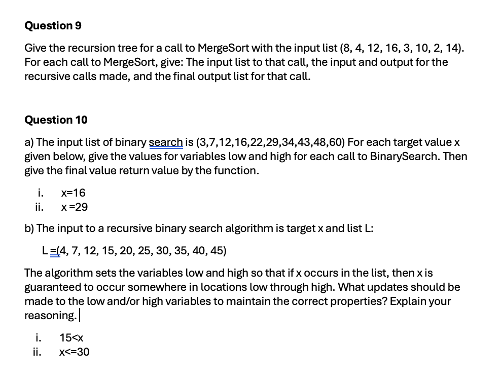 Question 9Give the recursion tree for a call to | Chegg.com