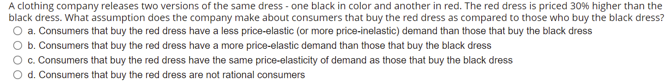 Solved A clothing company releases two versions of the same | Chegg.com