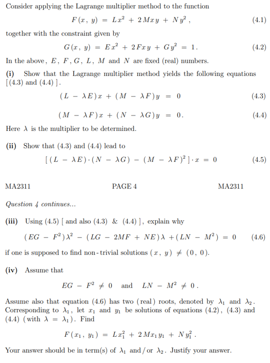 Solved Consider applying the Lagrange multiplier method to | Chegg.com