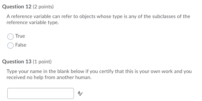 Solved Question 12 (2 points) A reference variable can refer | Chegg.com
