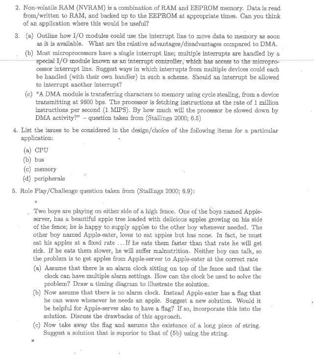 2. Non-volatile RAM (NVRAM) is a combination of RAM | Chegg.com