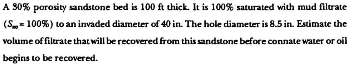 Solved A 30% porosity sandstone bed is 100ft thick. It is | Chegg.com