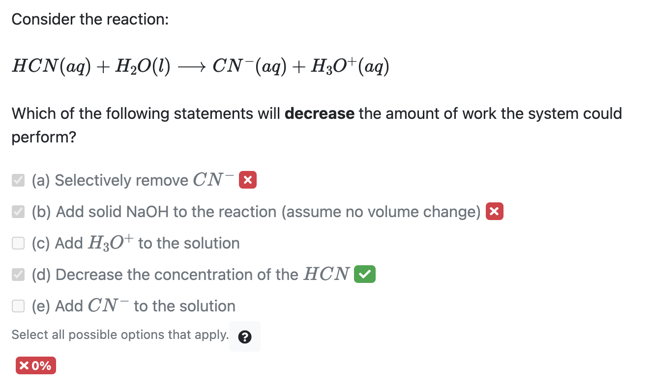 Solved Consider the reaction: HCN(aq) + H2O(l) + CN-(aq) + | Chegg.com