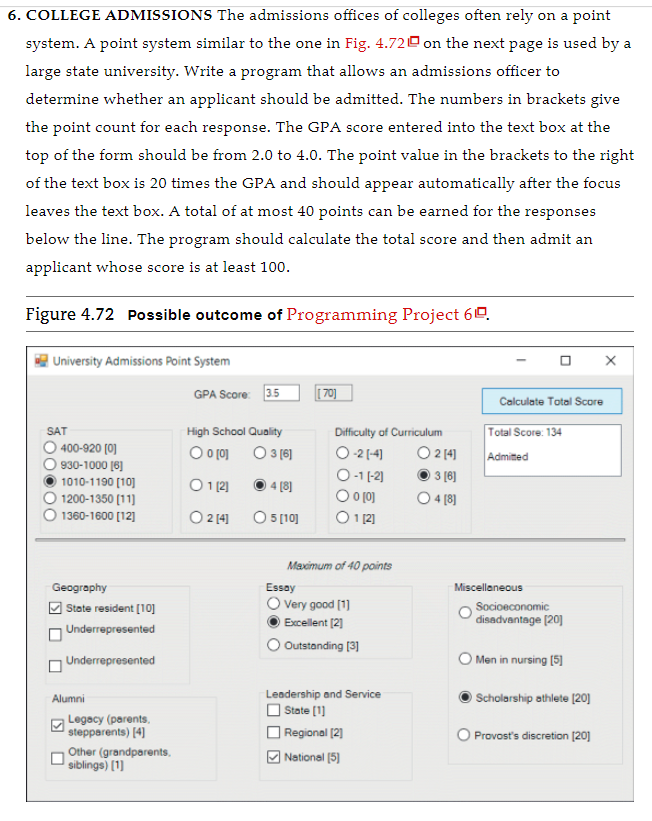 Solved 6. COLLEGE ADMISSIONS The admissions offices of | Chegg.com