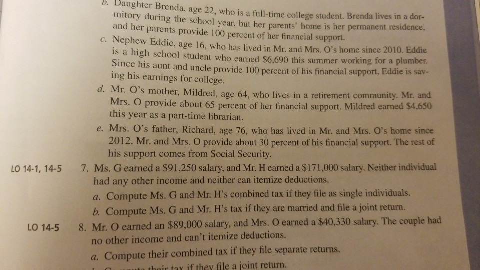 Solved b. Daughter Brenda, age 22, who is a full-time | Chegg.com