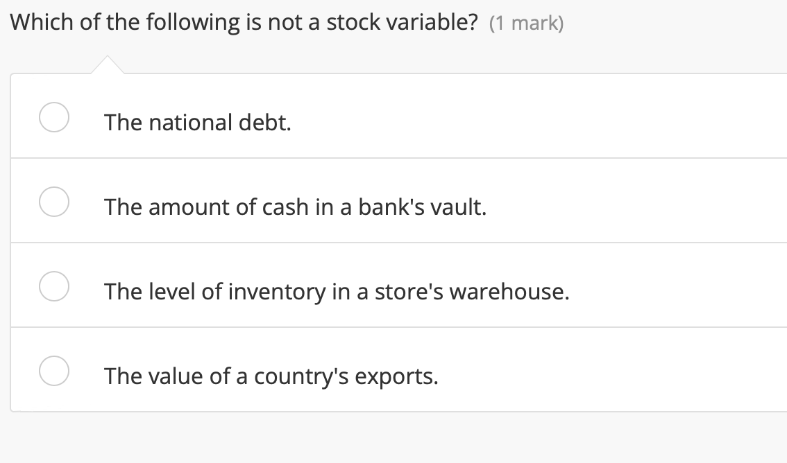 Solved Which of the following is not a stock variable? (1 | Chegg.com