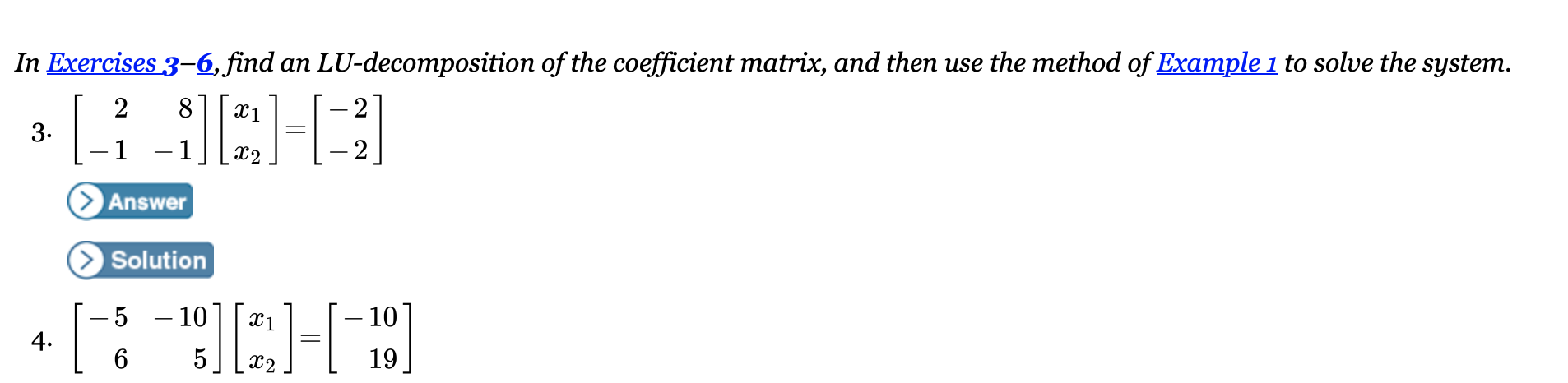 Solved In Exercises 3-6, find an LU-decomposition of the | Chegg.com