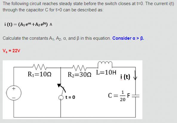 Solved The following circuit reaches steady state before the | Chegg.com