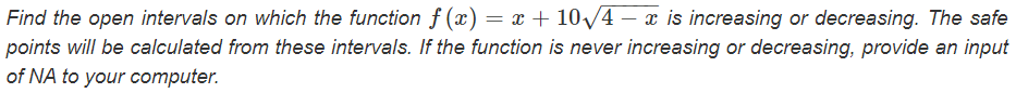 Solved Find the open intervals on which the function | Chegg.com