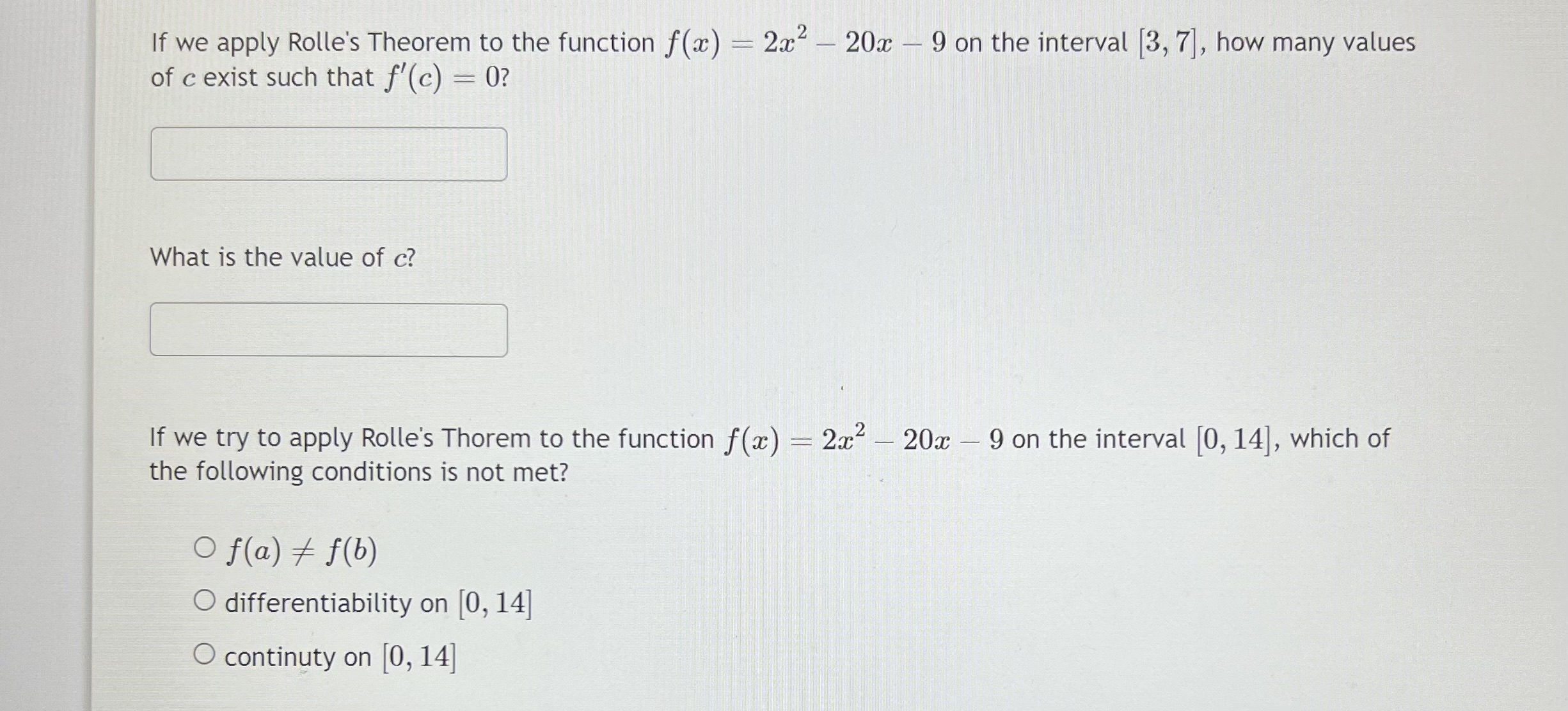 Solved If we apply Rolle's Theorem to the function | Chegg.com