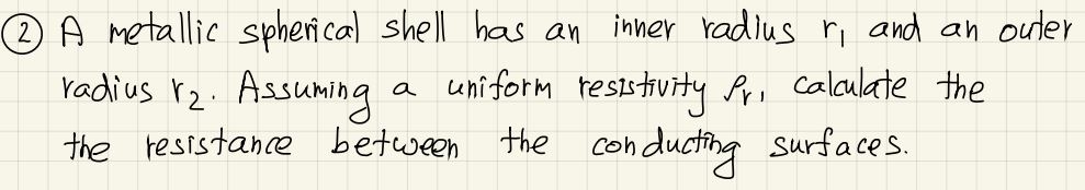 Solved 2) A metallic spherical shell has an inner radius r1 | Chegg.com