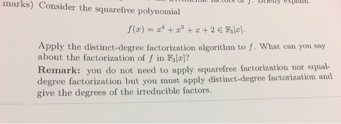 Solved marks) Consider the squarefree polynomial | Chegg.com