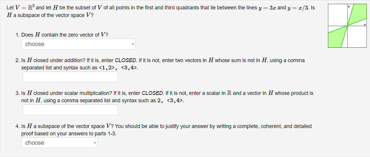 Solved Let V=R2 and let H be the subset of V of all points | Chegg.com