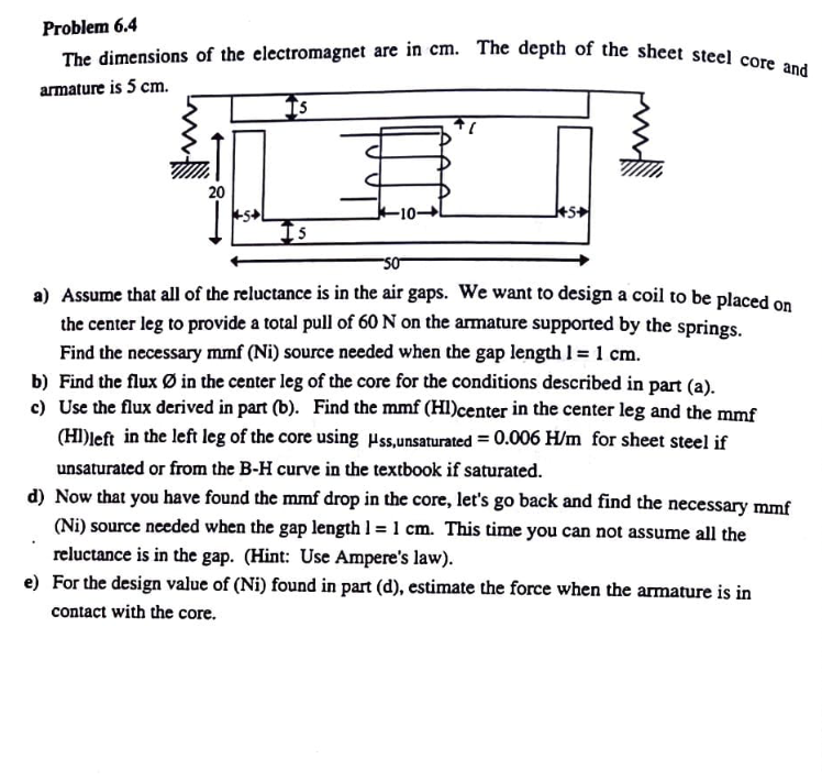 Solved Problem 6.4 The dimensions of the electromagnet are | Chegg.com