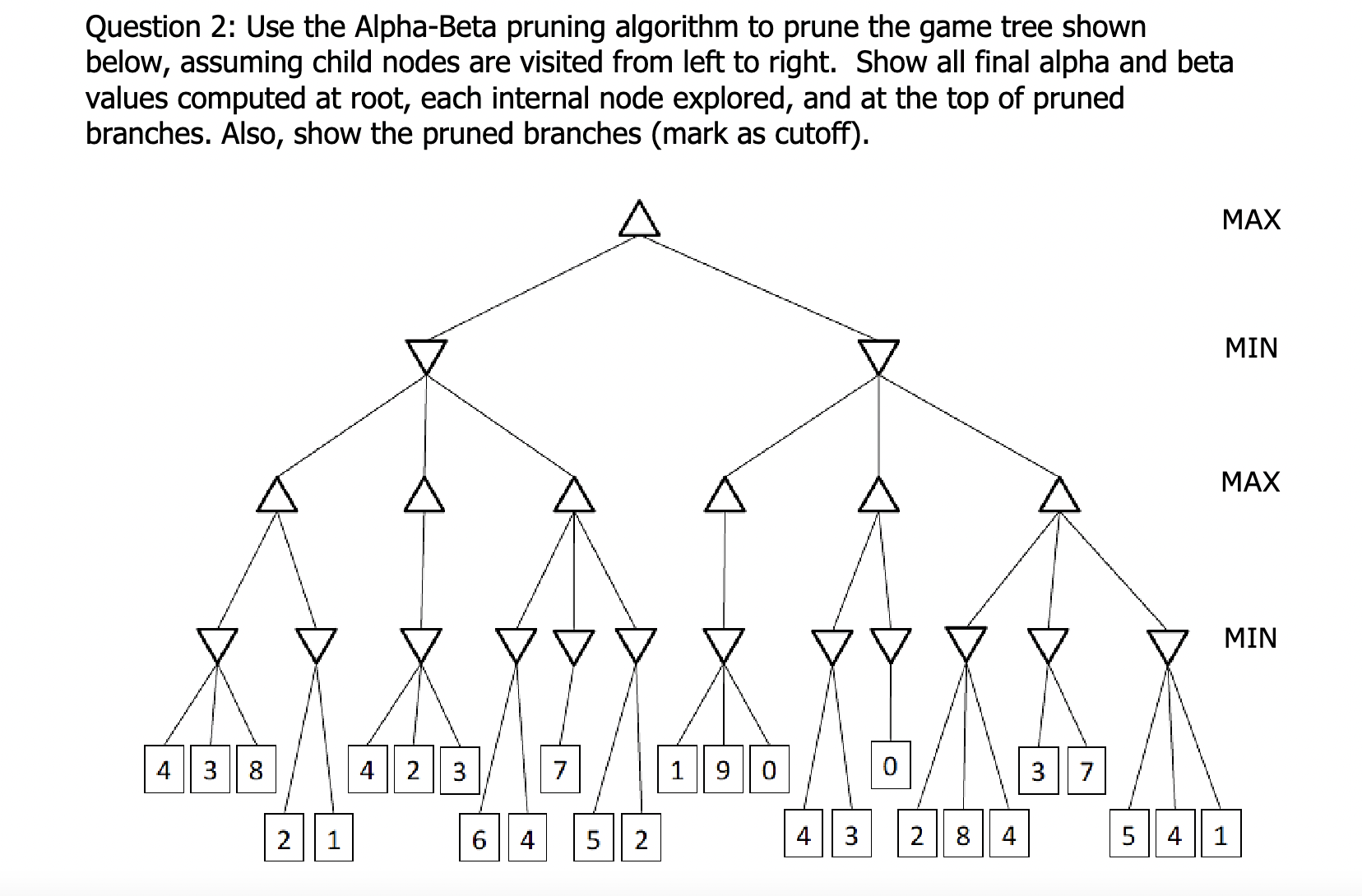 Solved Question 2 Use The Alpha Beta Pruning Algorithm To 8786