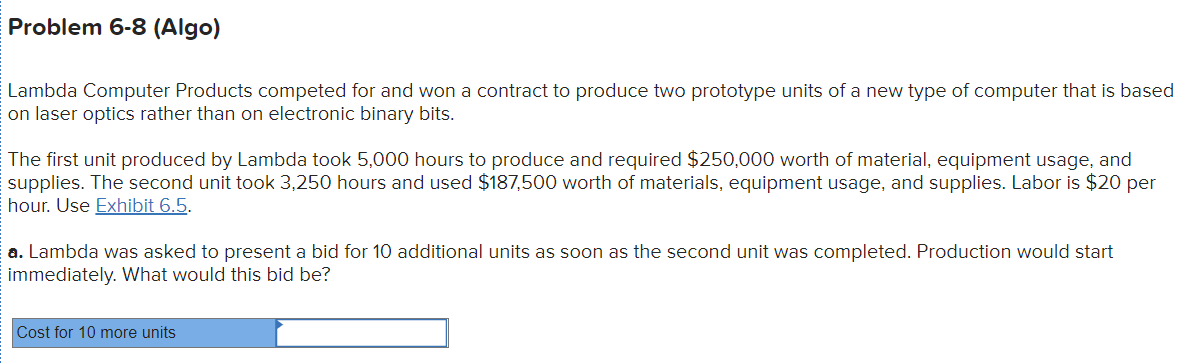 Solved Problem 6-8 (Algo) Lambda Computer Products competed | Chegg.com