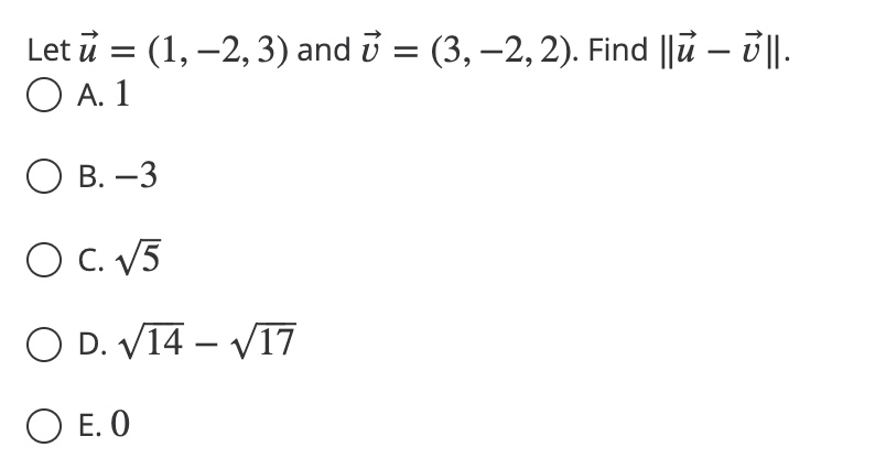 Solved Let vec(u)=(1,-2,3) ﻿and vec(v)=(3,-2,2). ﻿Find | Chegg.com