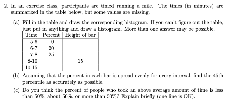 In an exercise class, participants are timed running | Chegg.com