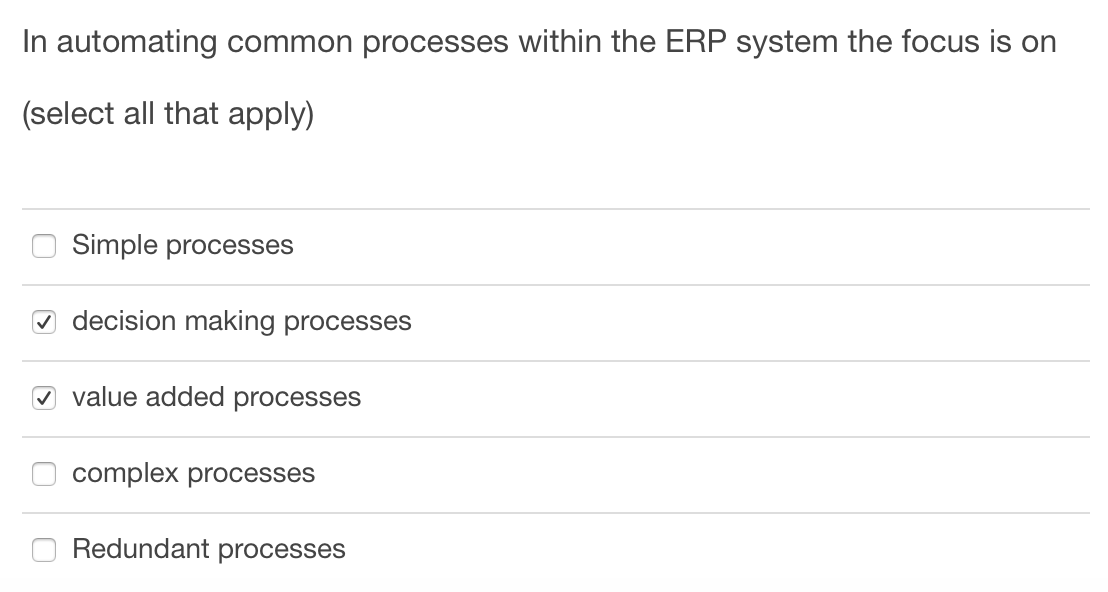 Solved In automating common processes within the ERP system | Chegg.com