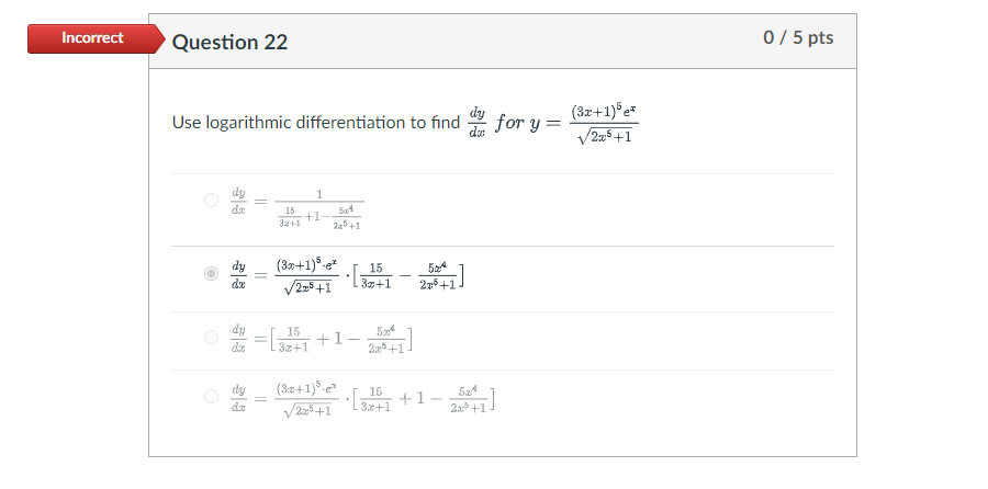 Solved Use logarithmic differentiation to find dxdy for | Chegg.com