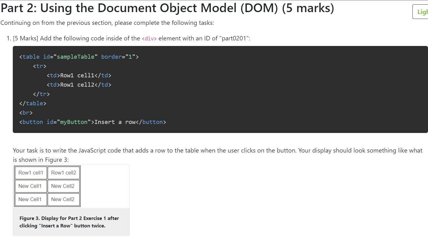 Solved Part 2: Using the Document Object Model (DOM) (5 | Chegg.com