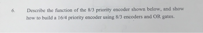Solved Describe the function of the 8/3 priority encoder | Chegg.com