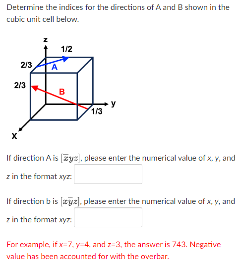 Solved Determine the indices for the directions of A and B | Chegg.com