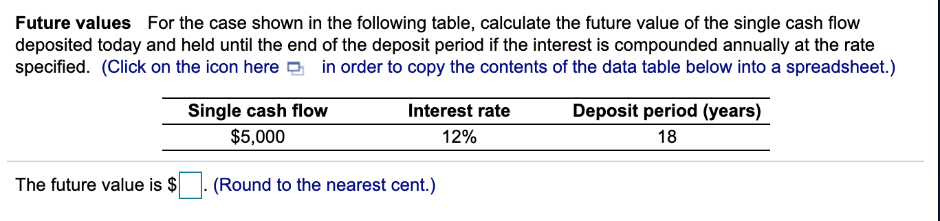 Solved Future values For the case shown in the following | Chegg.com