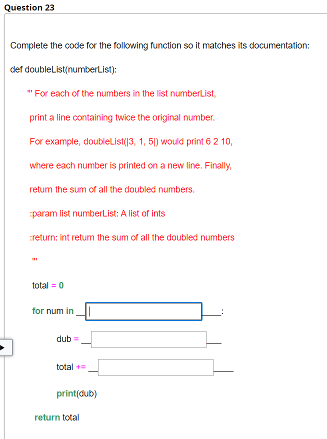 Solved Question 23 Complete the code for the following | Chegg.com