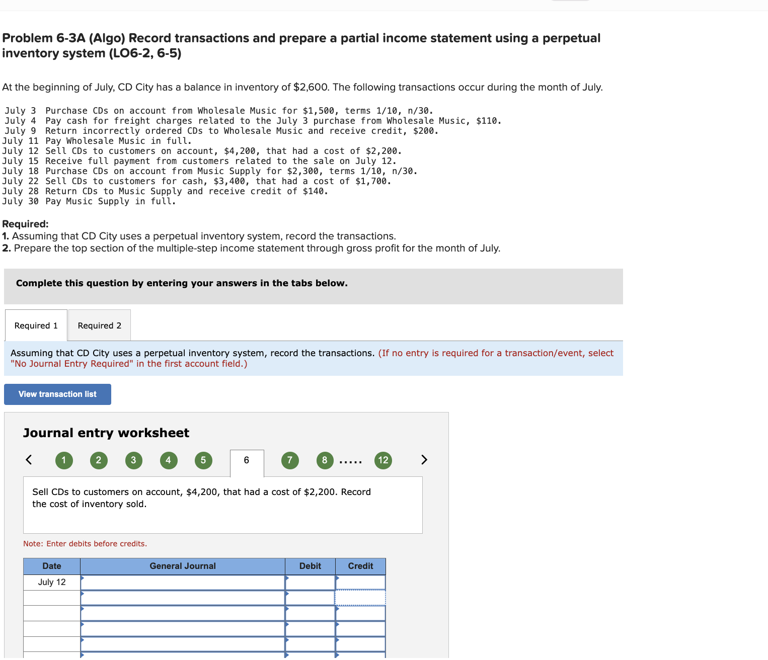 Solved Problem 6-3A (Algo) ﻿Record transactions and prepare | Chegg.com