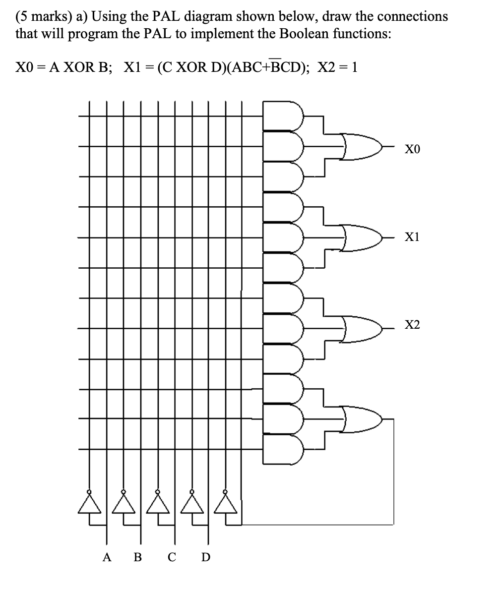 Solved 5 Marks A Using The Pal Diagram Shown Below Draw 
