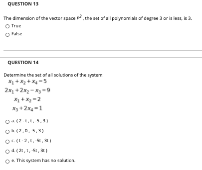 Solved QUESTION 13 The dimension of the vector space the set | Chegg.com
