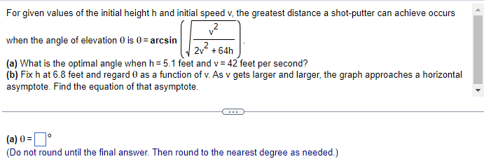 Solved For given values of the initial height h and initial | Chegg.com
