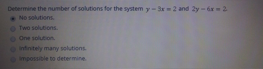 Solved Determine the number of solutions for the system y-3x | Chegg.com
