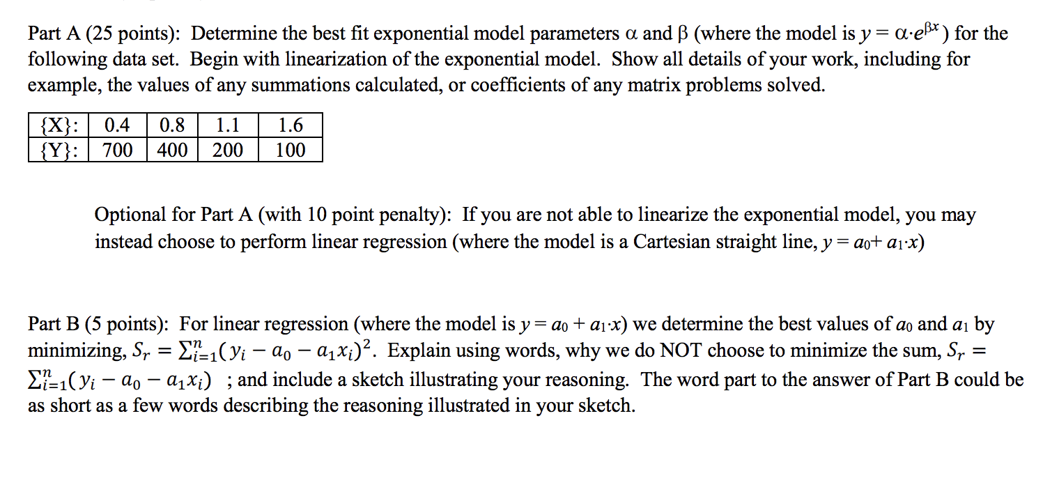 Solved Part A (25 points): Determine the best fit | Chegg.com