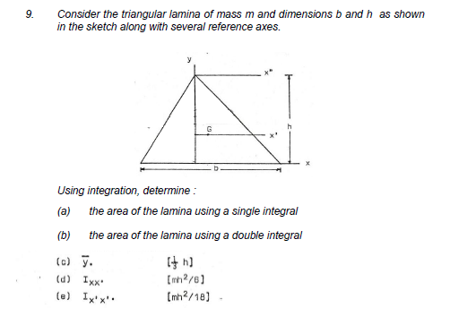 Solved 9. Consider the triangular lamina of mass m and | Chegg.com