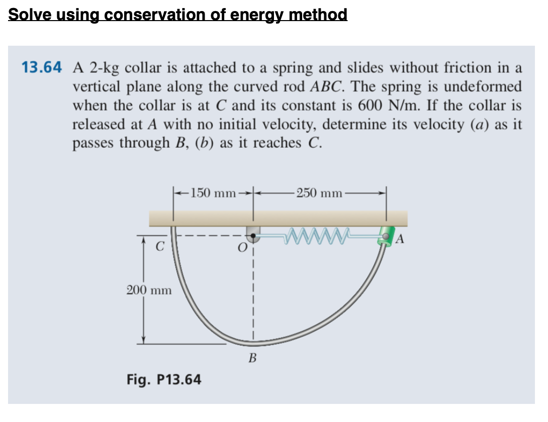 Solved Solve using conservation of energy method 13.64 A | Chegg.com