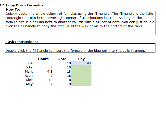 Copy Down Formulas How To: Quickly paste in a whole | Chegg.com