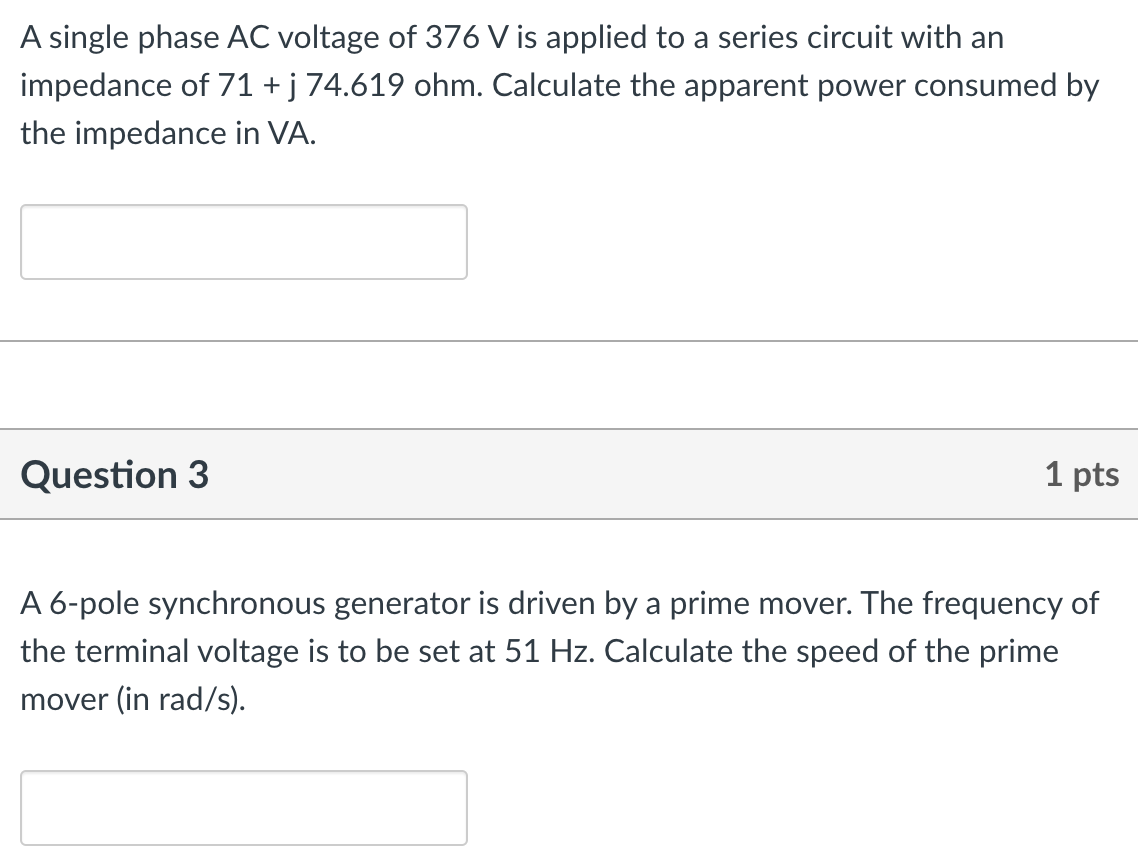 Solved A single phase AC voltage of 376 Vis applied to a | Chegg.com