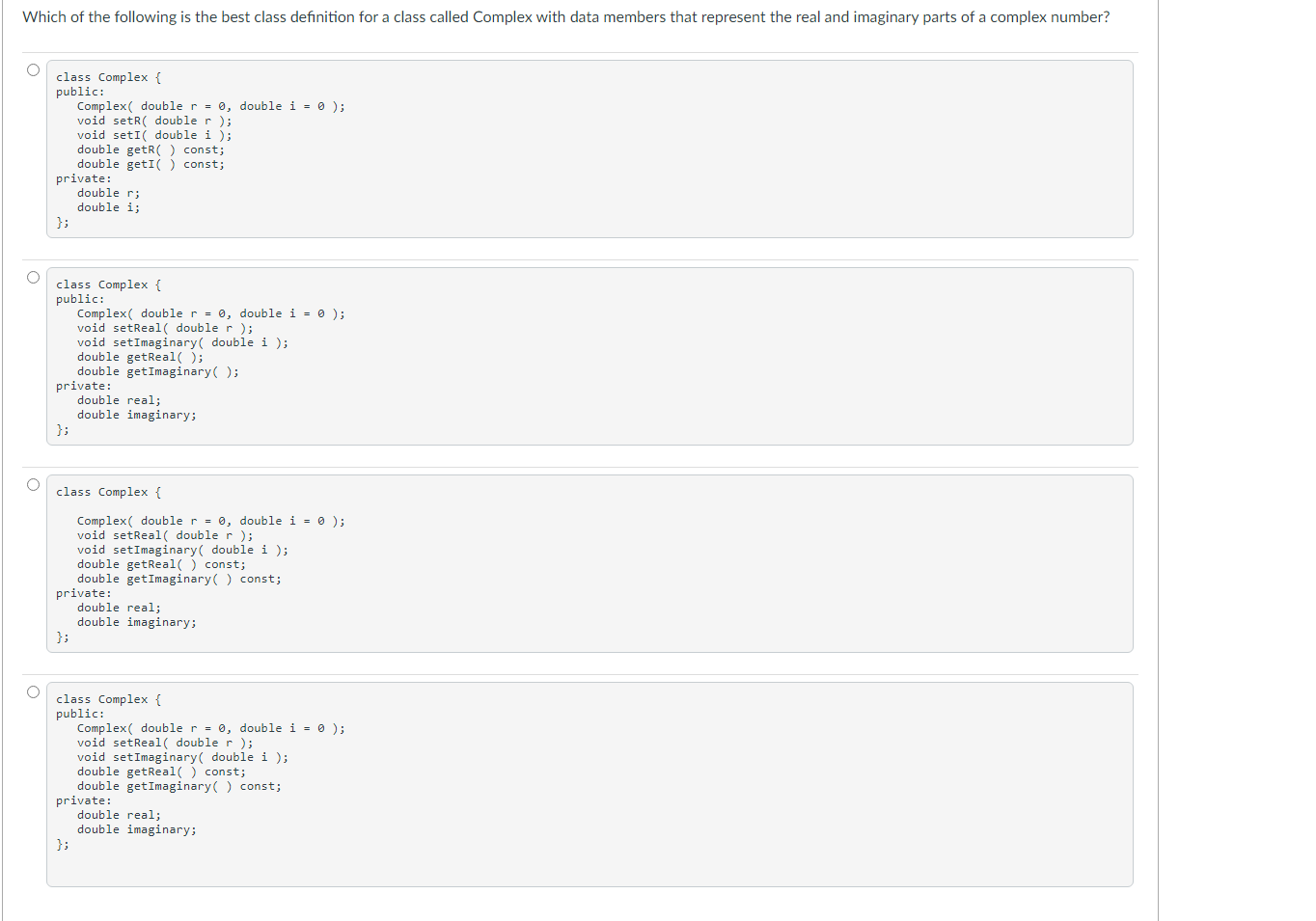 Solved Question 1 1 pts Member access specifiers (public and | Chegg.com