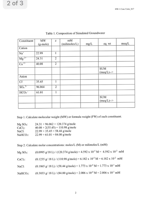 Solved HW-I Conc Units S17 ENVE 4408/5508: Water and | Chegg.com